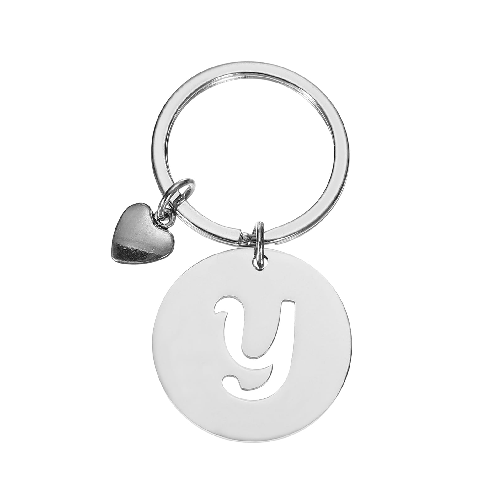 Uxcell Initial Letter KeyChain, Stainless Steel Disc Letter A-Z Charm ...