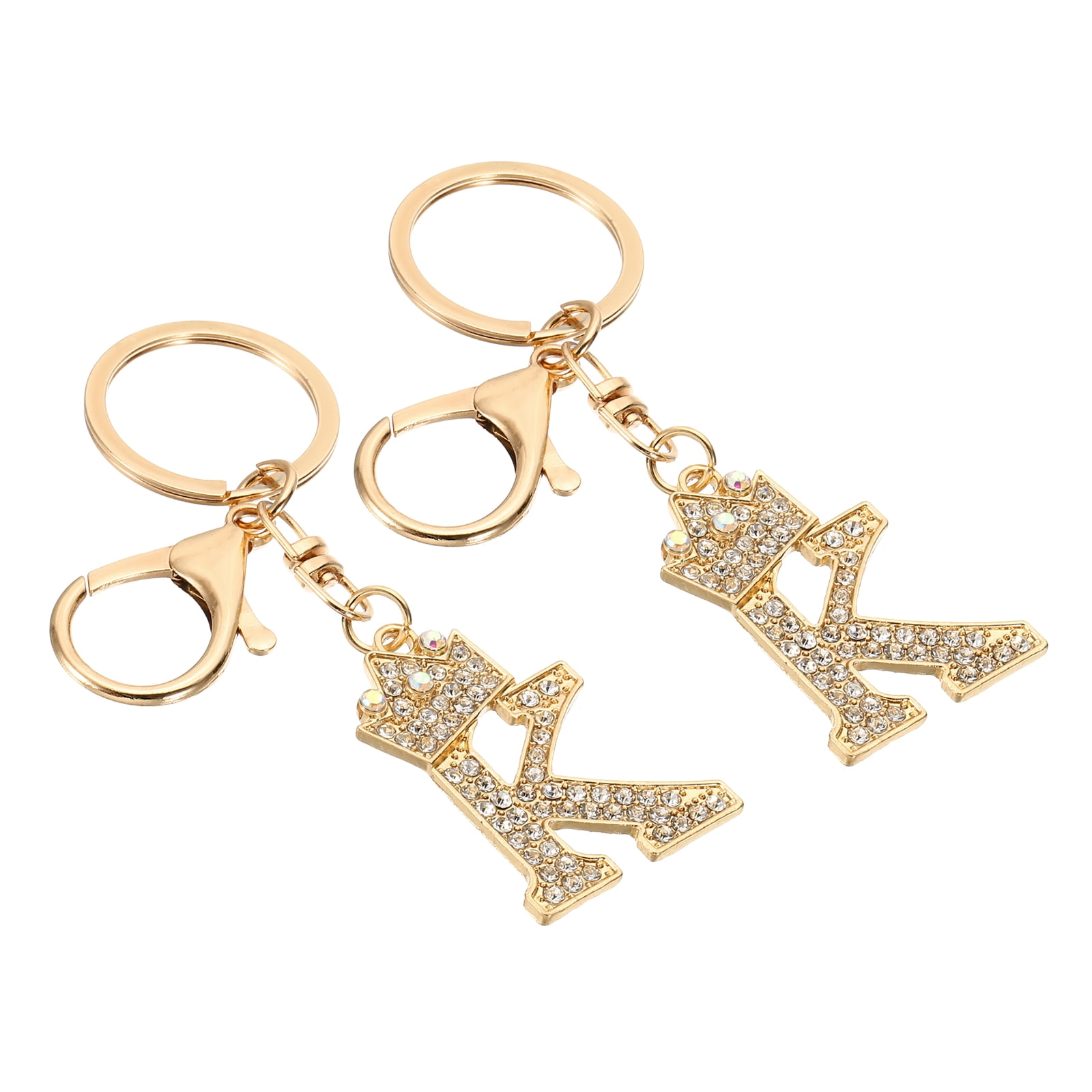 Uxcell Initial Letter Keychain, 2 Pcs Letter K Crown Design Charm with ...