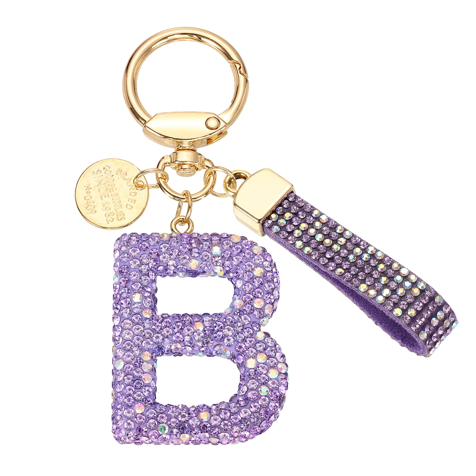Uxcell Initial Letter Keychain, Gift Bling Letter-B Key Chain for Women ...