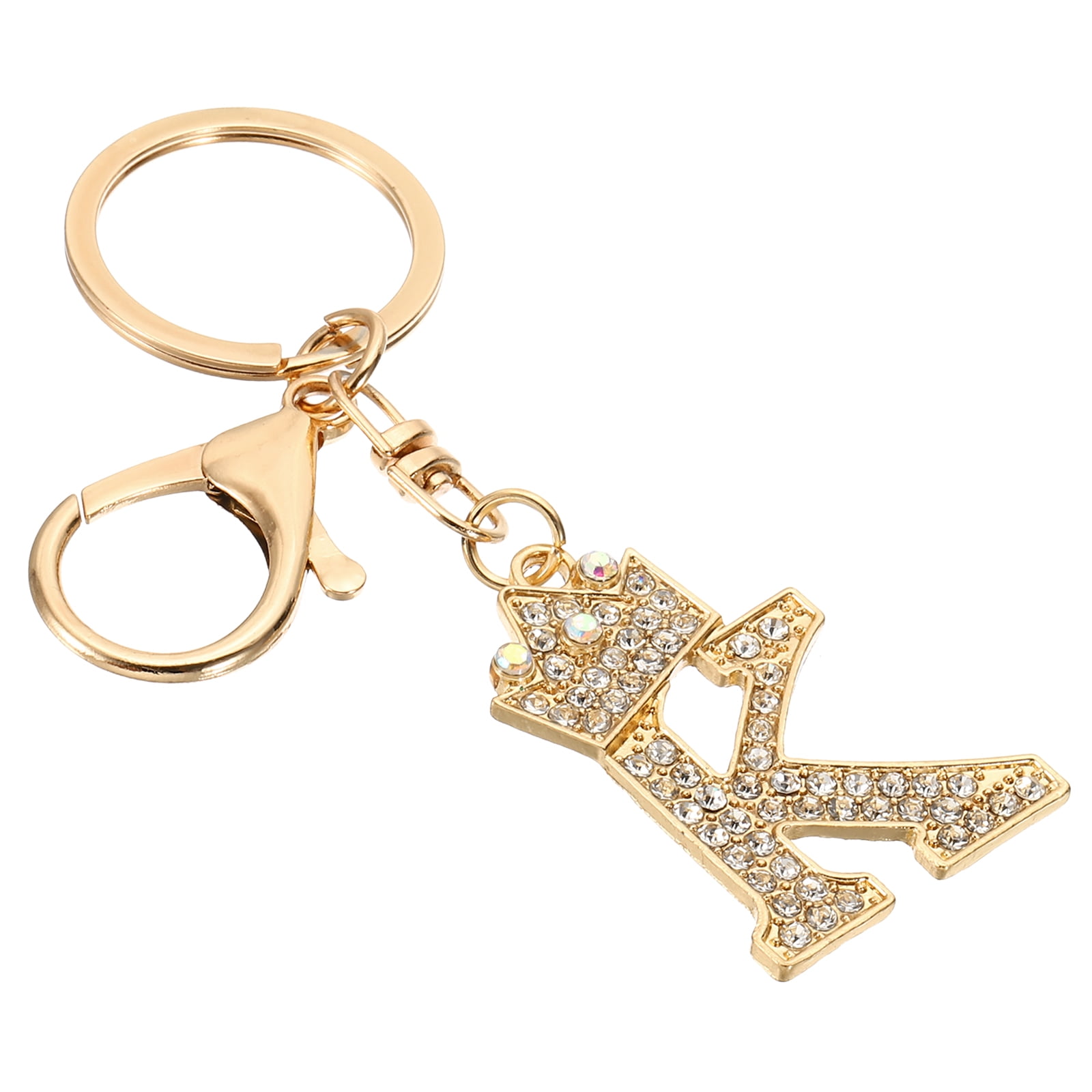 Uxcell Initial Letter Keychain, Letter K Crown Design Charm with ...
