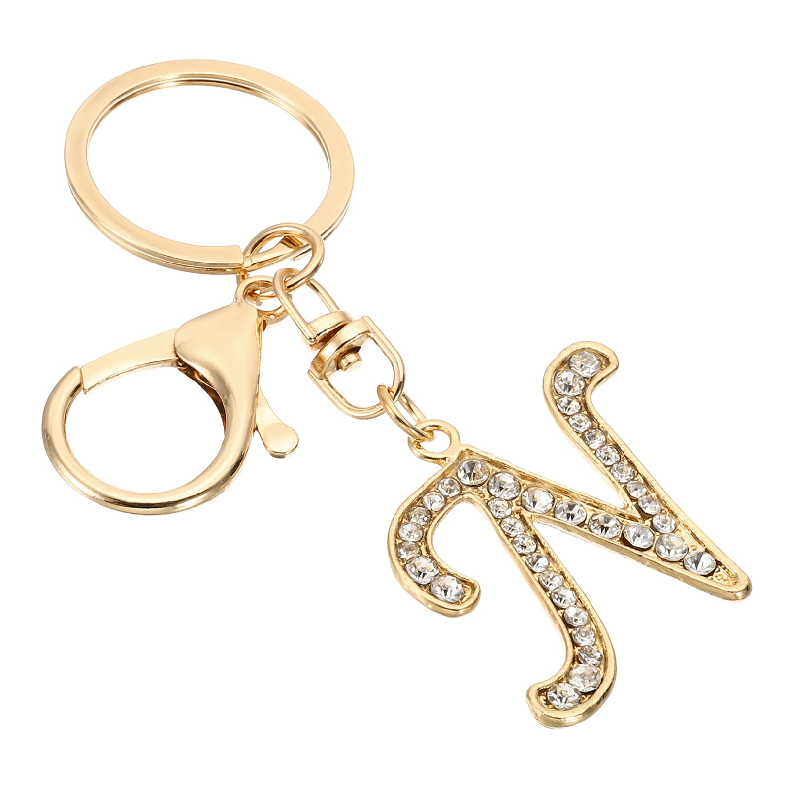 Uxcell Initial Letter Keychain, Letter N Charm with Crystal Diamonds ...