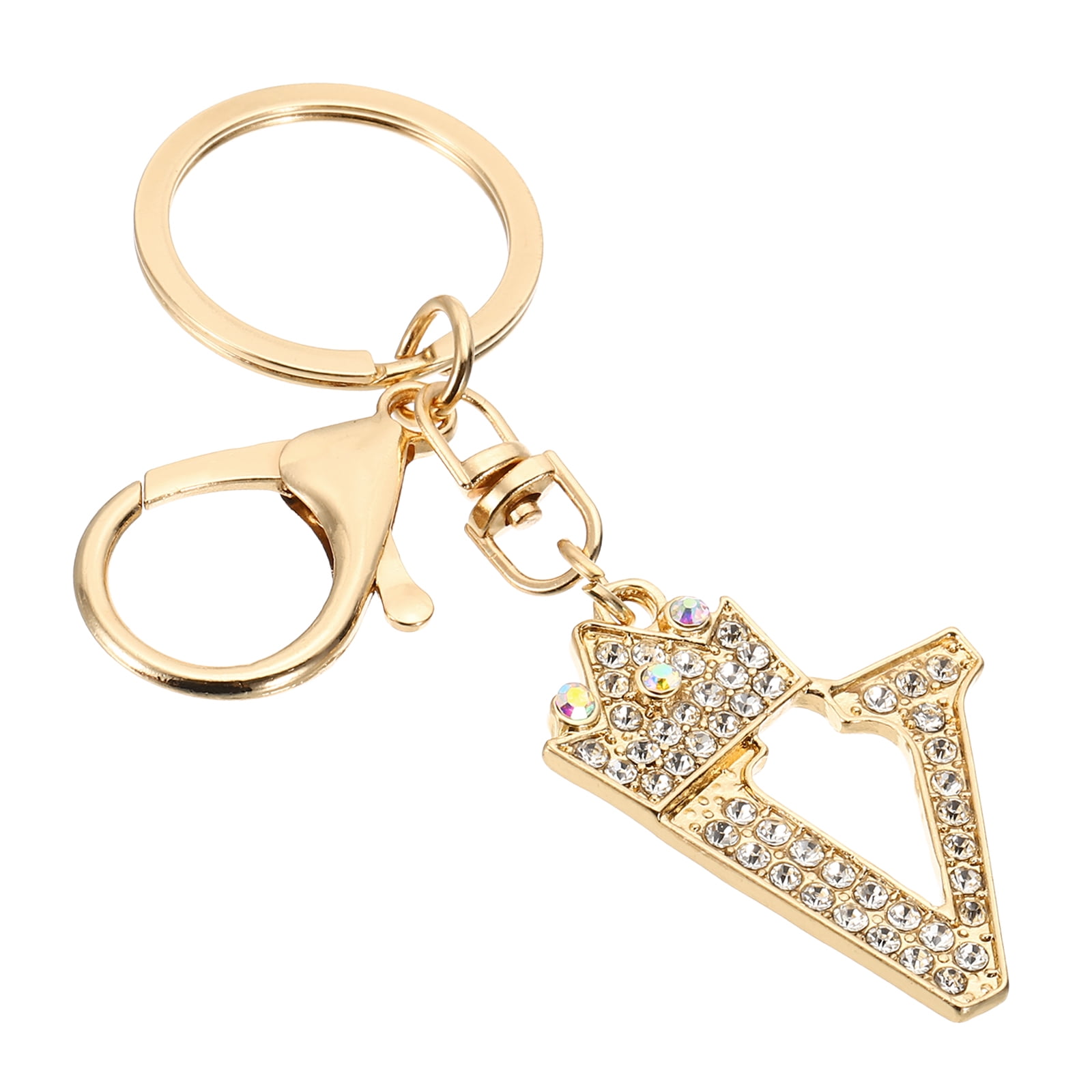 Uxcell Initial Letter Keychain, Letter V Crown Design Charm with ...