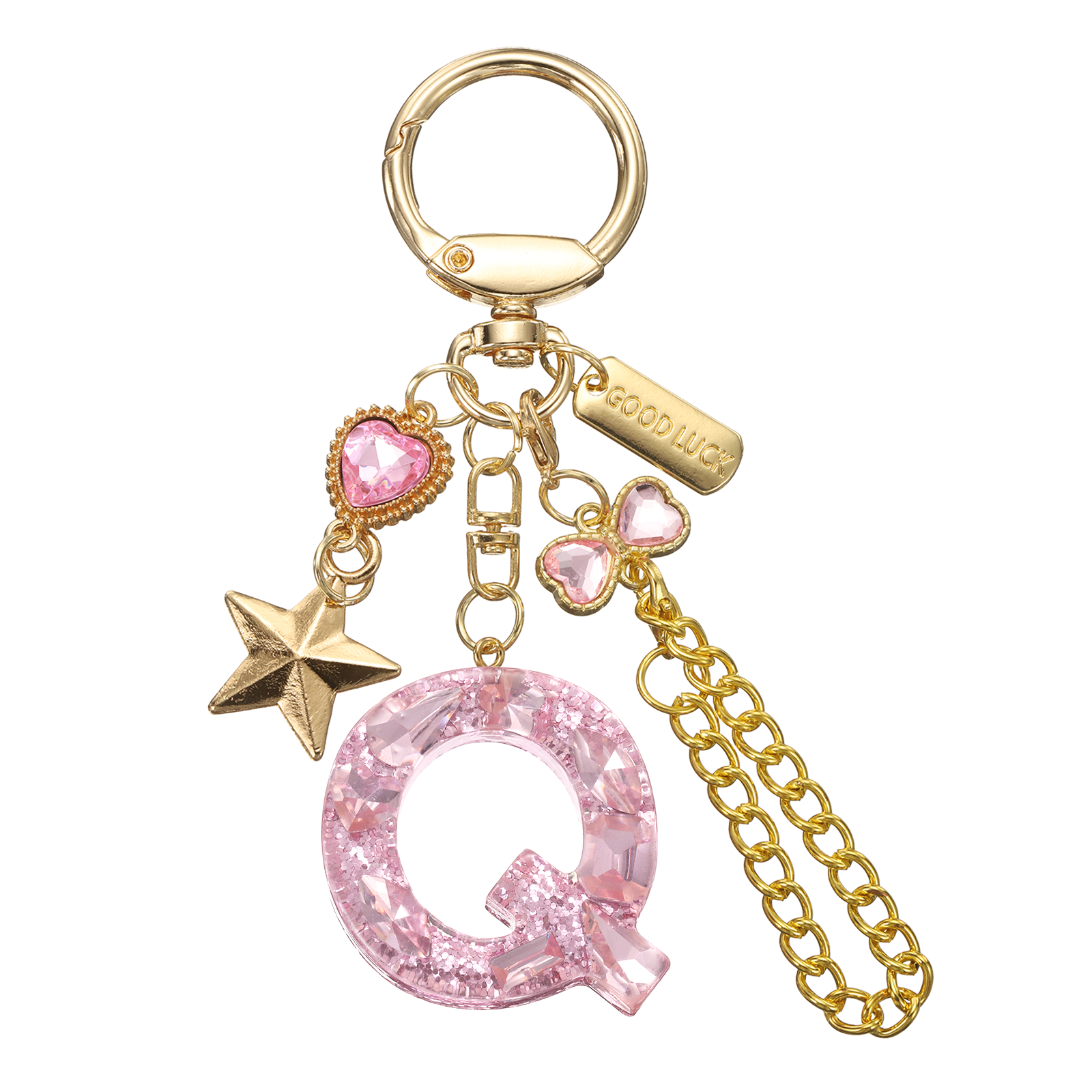 Uxcell Initial Letter Keychain for Women, Cute Letter Keychains Bling ...