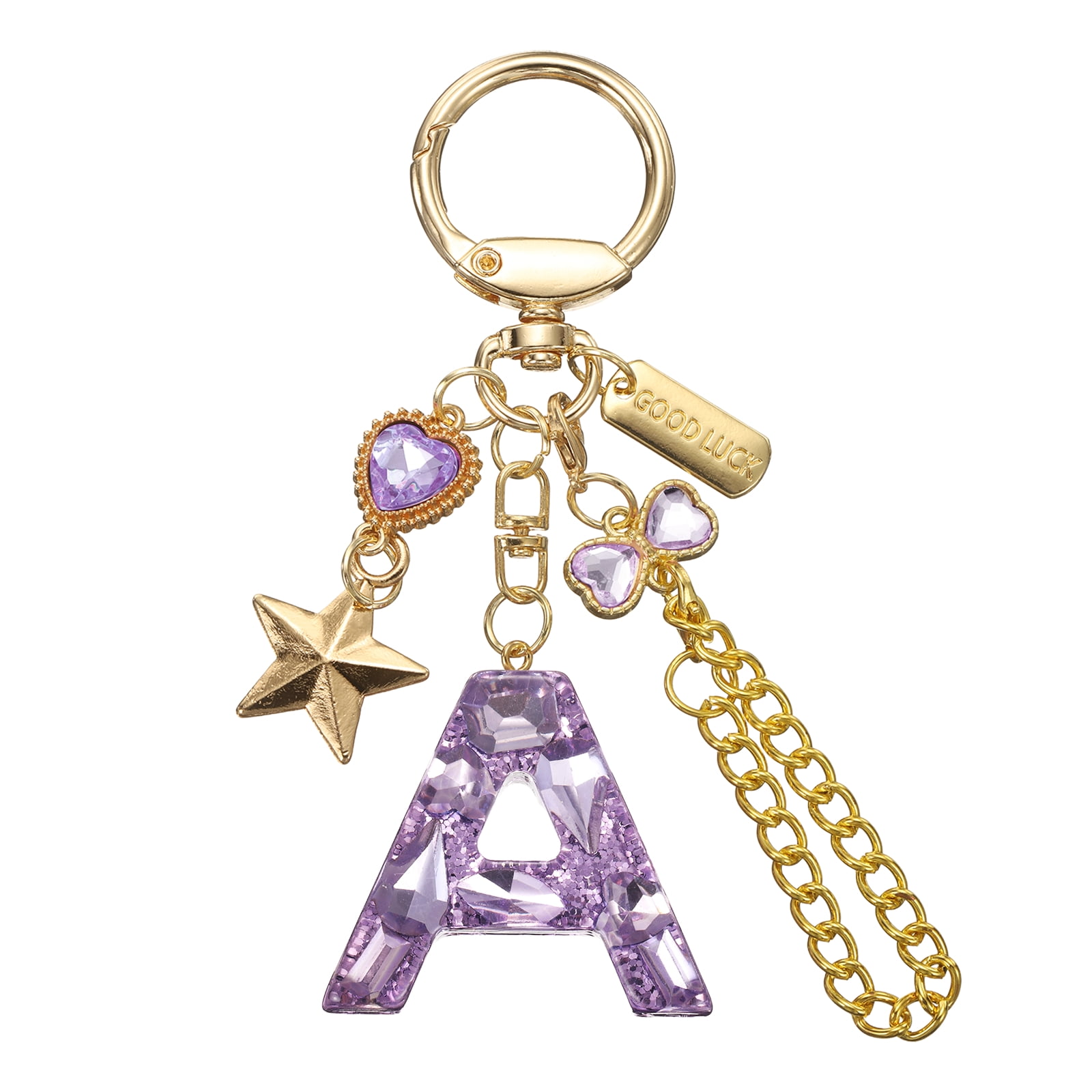 Uxcell Initial Letter Keychain for Women, Cute Letter Keychains Bling ...