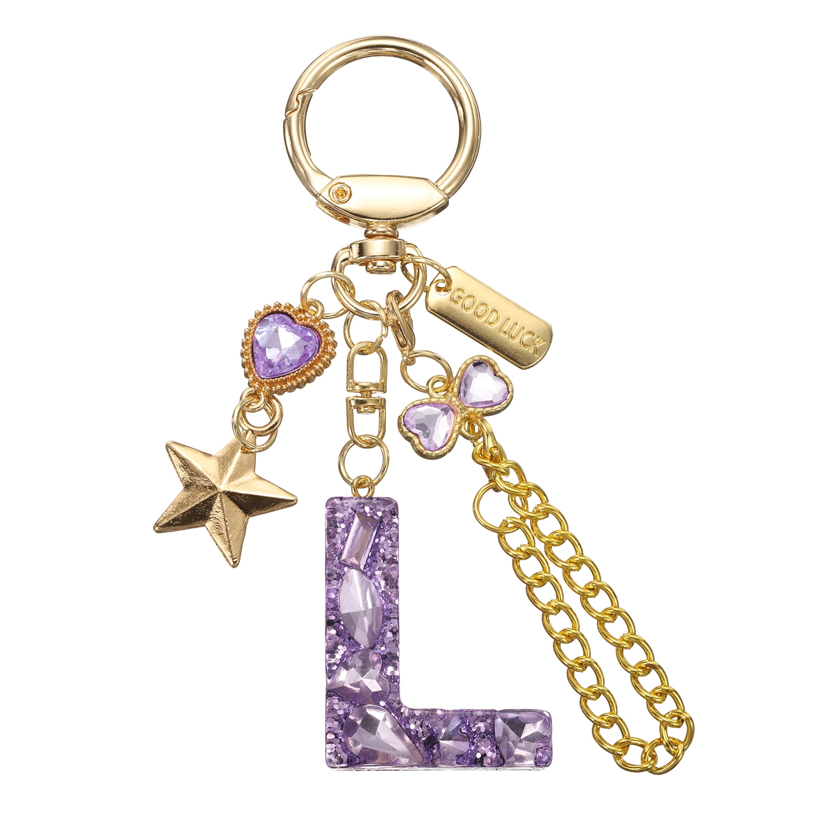 Uxcell Initial Letter Keychain for Women, Cute Letter Keychains Bling ...