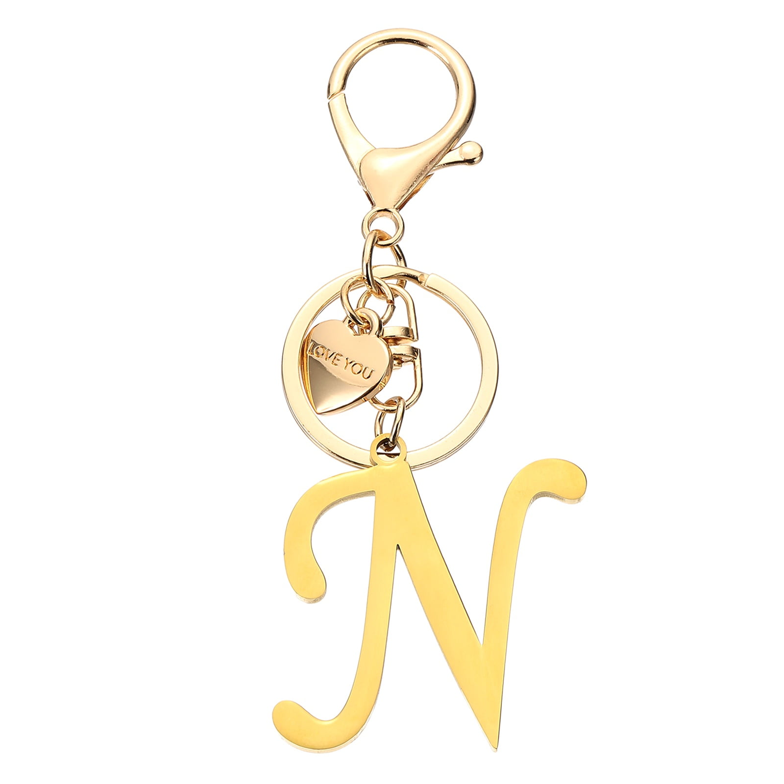 Uxcell Initial Letter N Keychain, Stainless Steel Heart Alphabet Key ...