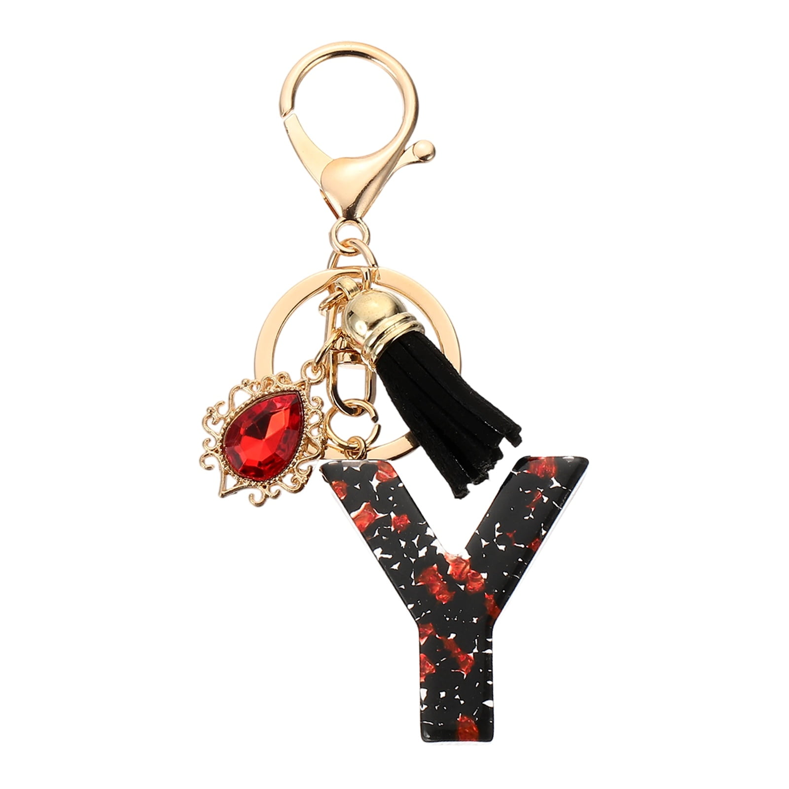 Uxcell Initial Letter Y Keychains, Resin Alphabet Key Ring with Tassel ...