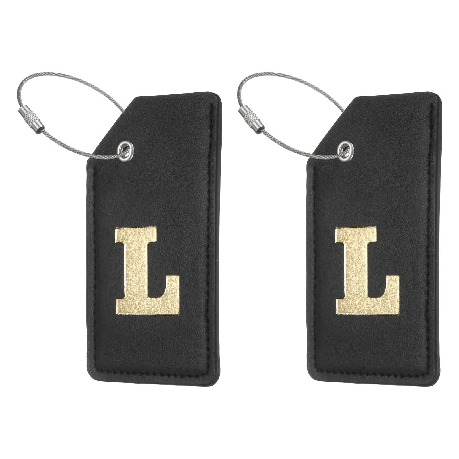 Uxcell Initial Luggage Tag, 2 Pcs PU Leather Letter Suitcase Tags with ...