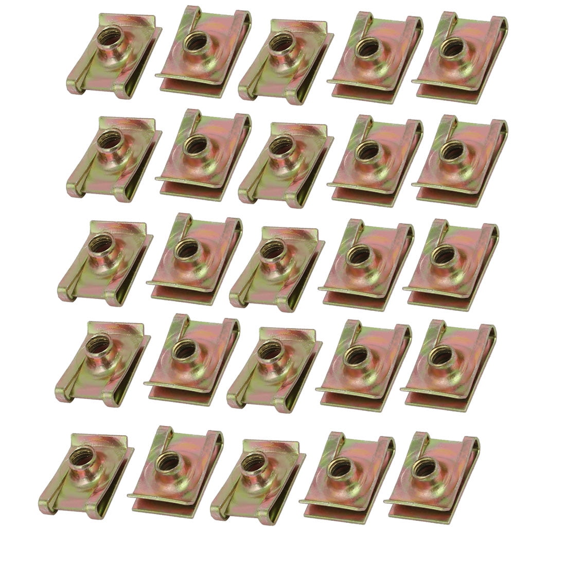 Uxcell Iron Speed Fastener U Nut Clip Brass Tone for M6 Screw Bolt (25 ...