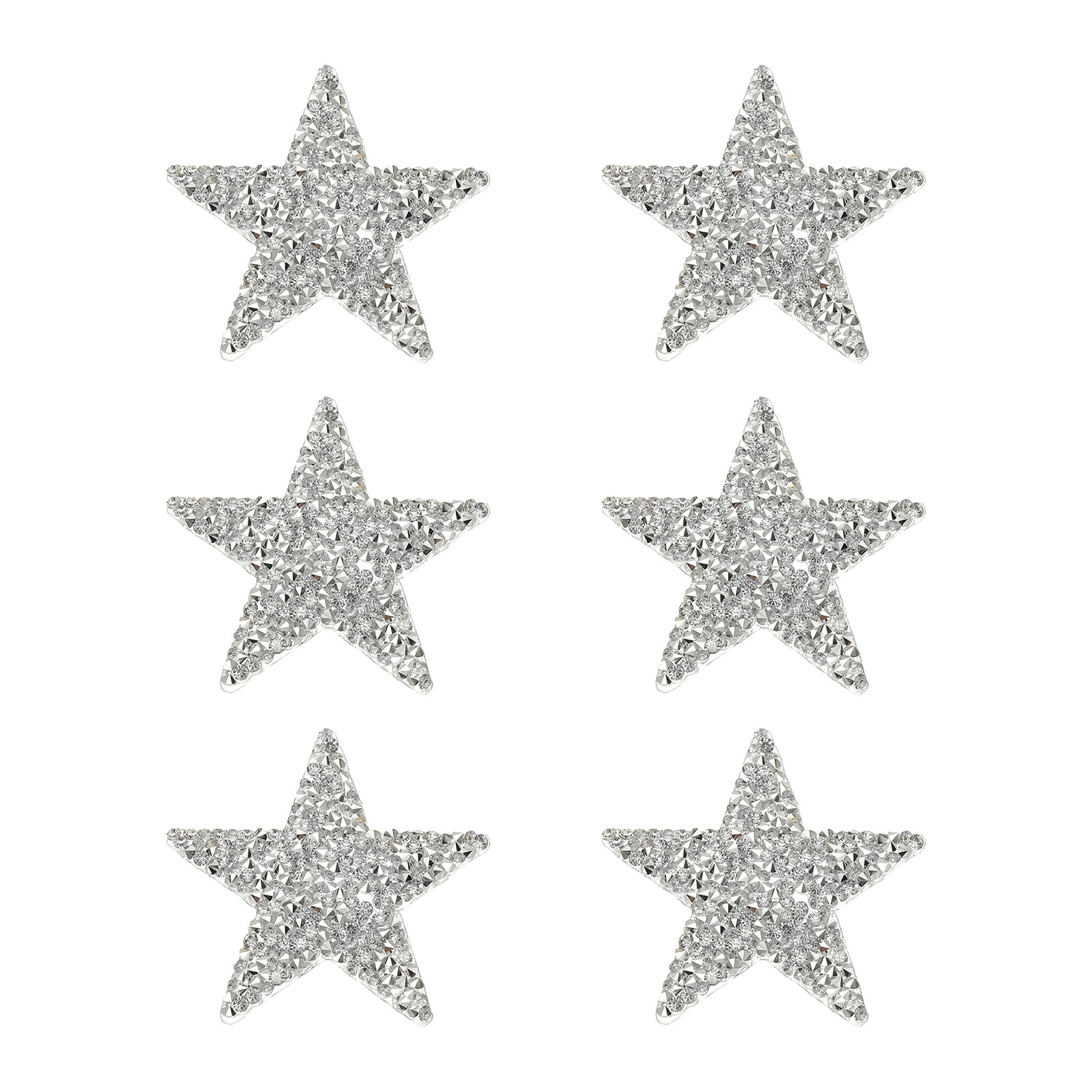 Uxcell Iron on Star Patches, 6pcs Adhesive Applique Stars Silver ...