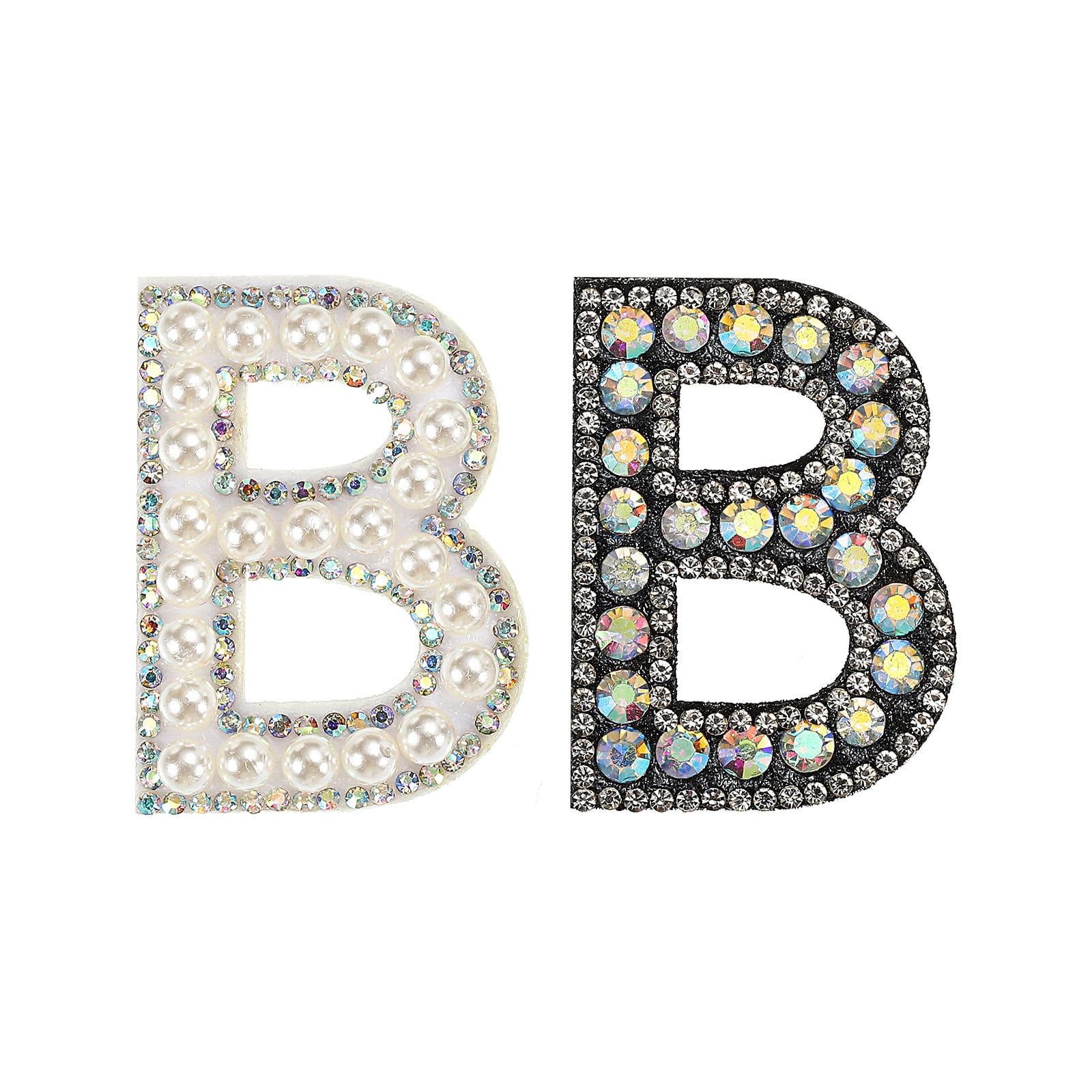Uxcell Iron on Decorative Letter B Black White Patch Glitter Alphabet ...