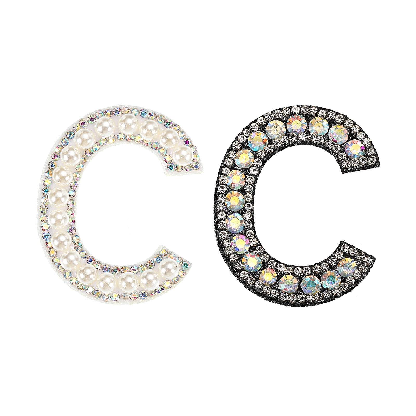 Uxcell Iron on Decorative Letter C Black White Patch Glitter Alphabet ...