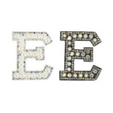 Uxcell Iron on Decorative Letter E Black White Patch Glitter Alphabet ...