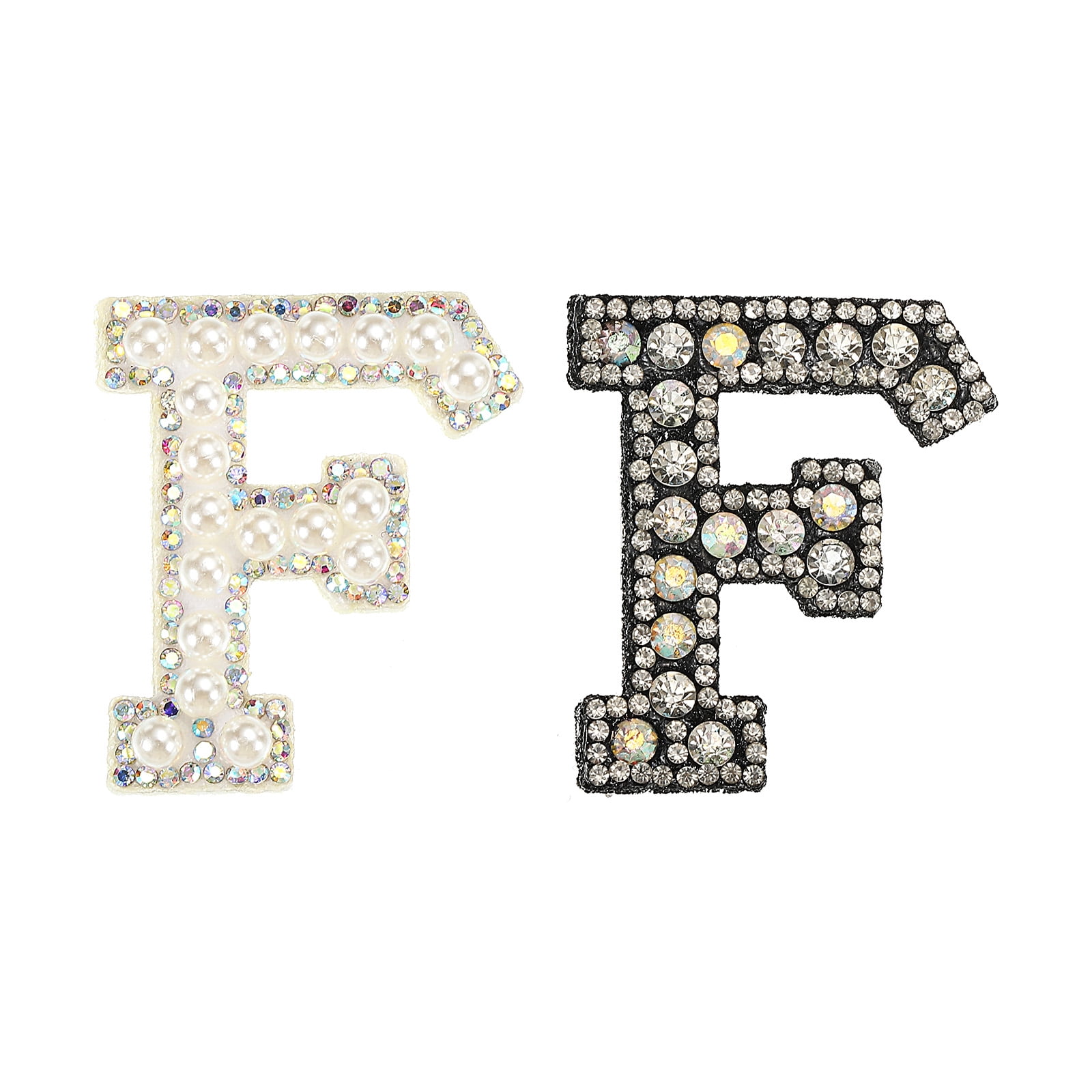 Uxcell Iron on Decorative Letter F Black White Patch Glitter Alphabet ...