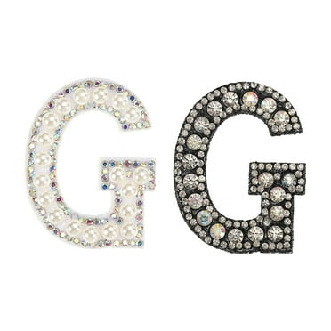 Uxcell Iron on Letter P Patch Colored Rhinestone Shiny Pearl English ...