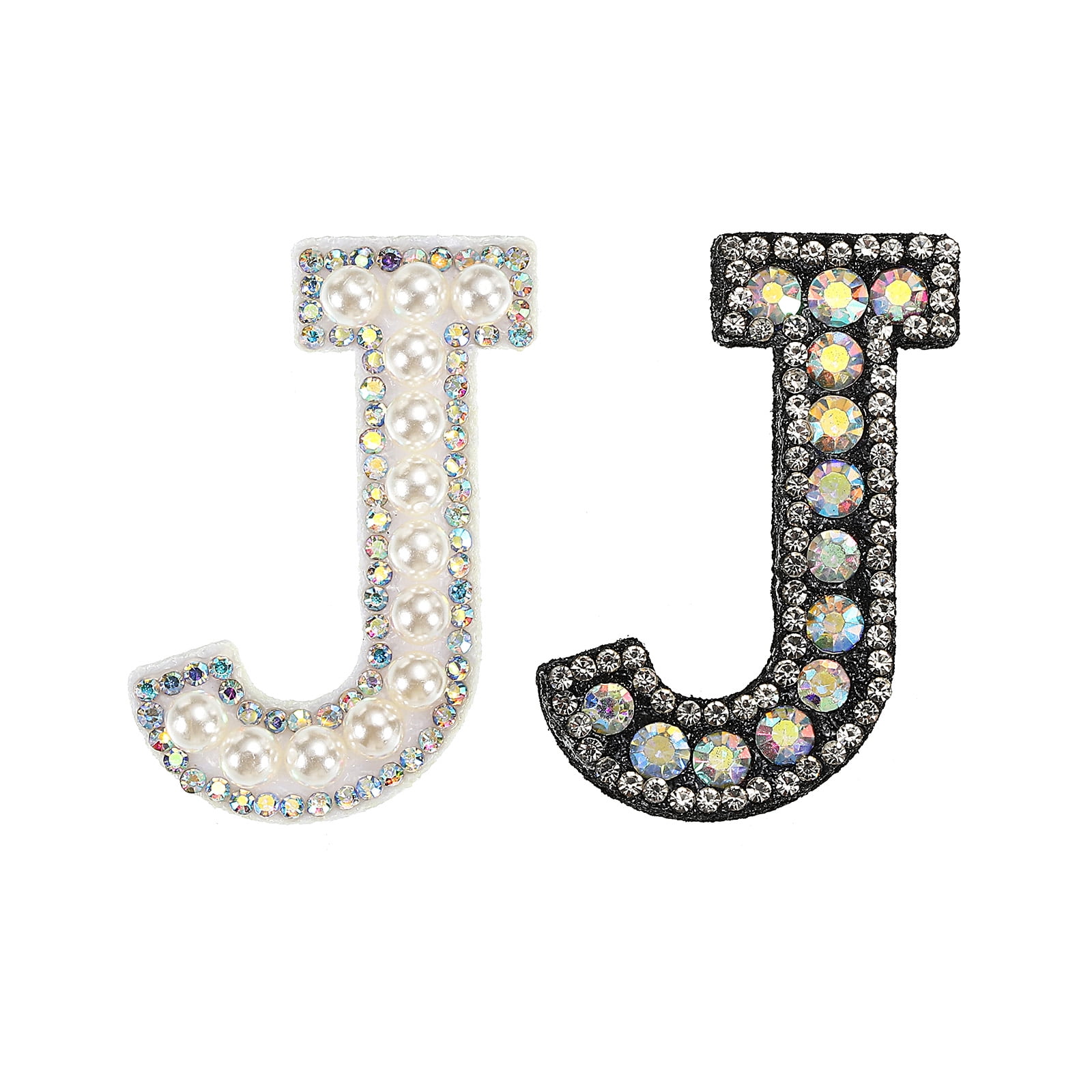 Uxcell Iron on Decorative Letter J Black White Patch Glitter Alphabet ...
