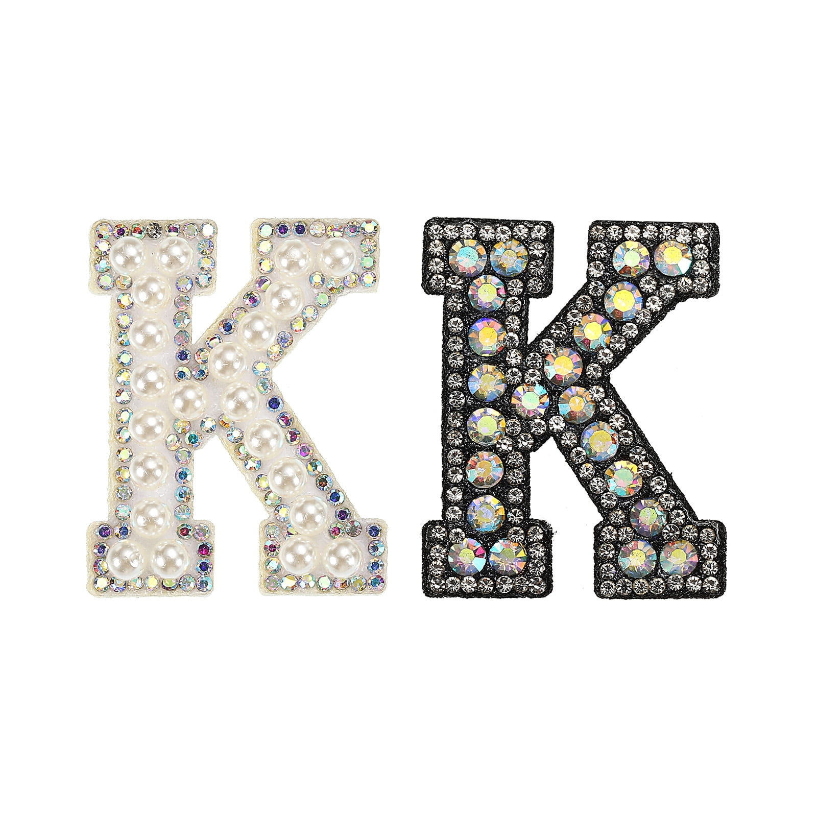 Uxcell Iron on Decorative Letter K Black White Patch Glitter Alphabet ...
