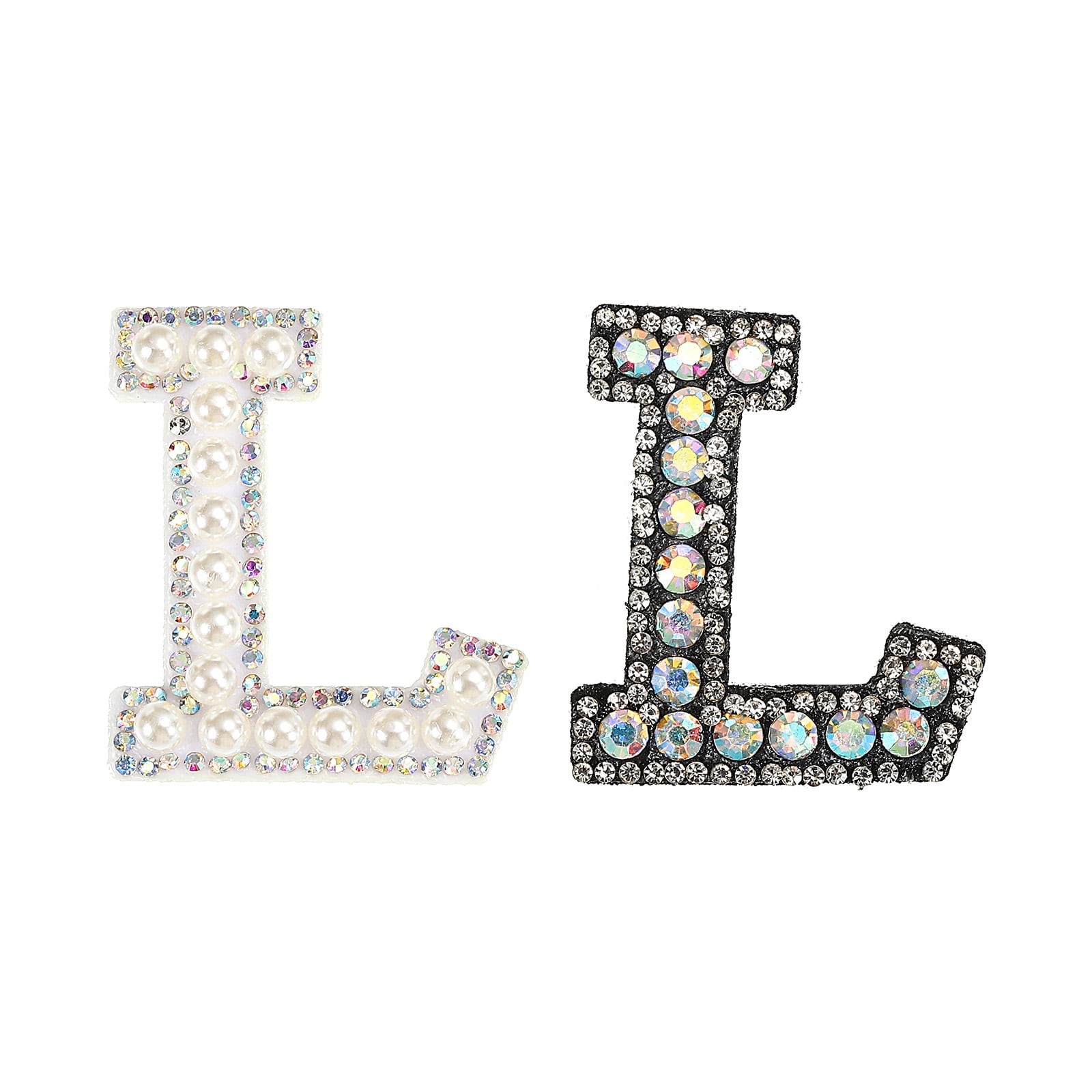 Uxcell Iron on Decorative Letter L Black White Patch Glitter Alphabet ...