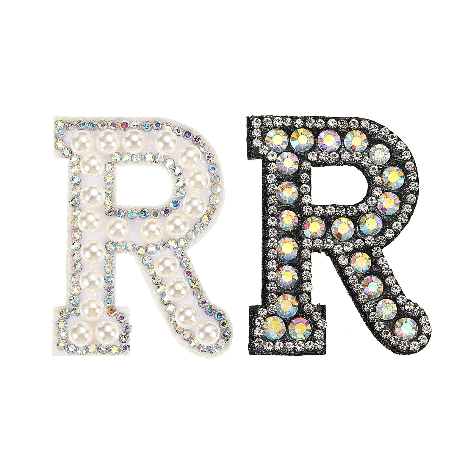 Uxcell Iron on Decorative Letter R Black White Patch Glitter Alphabet ...