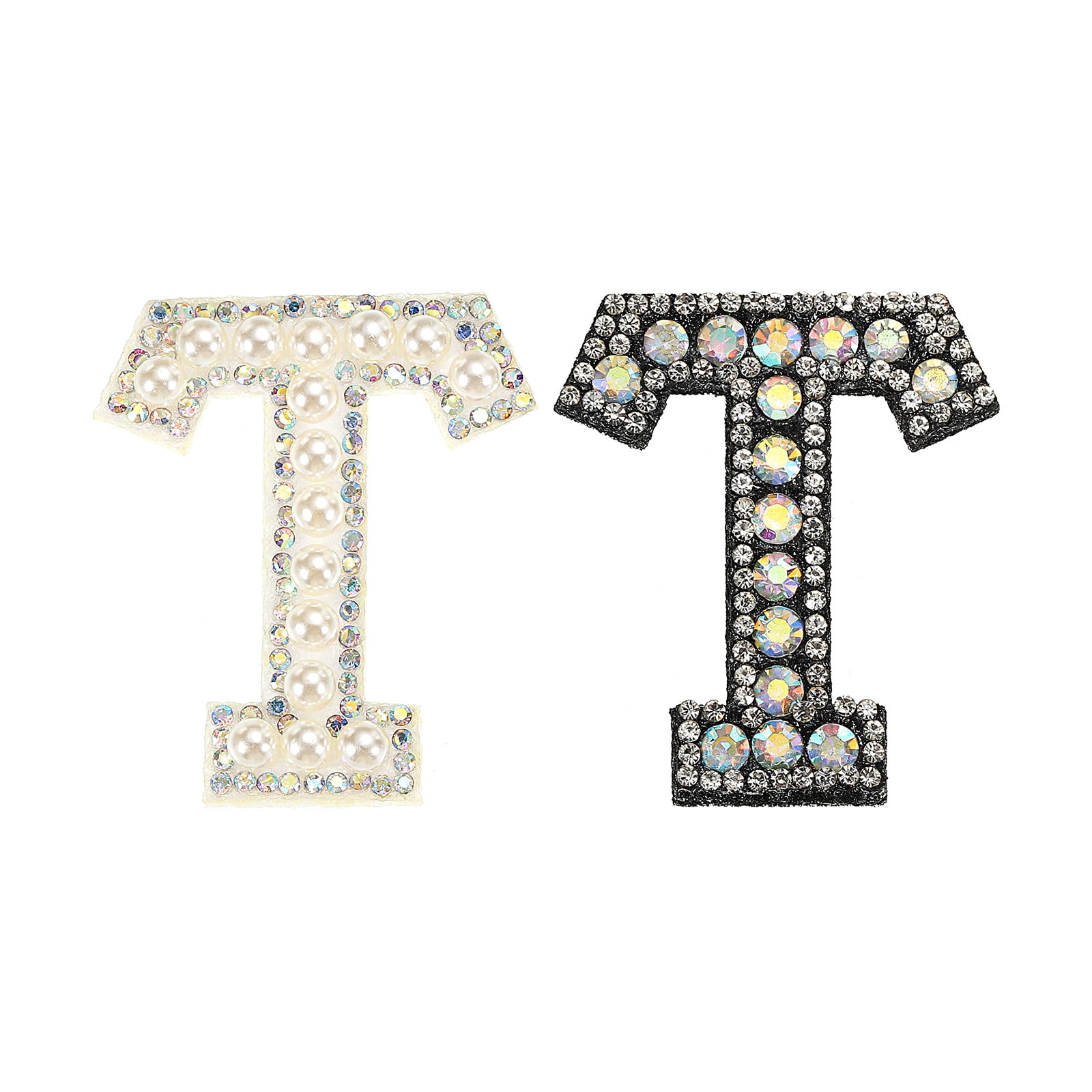Uxcell Iron on Decorative Letter T Black White Patch Glitter Alphabet ...