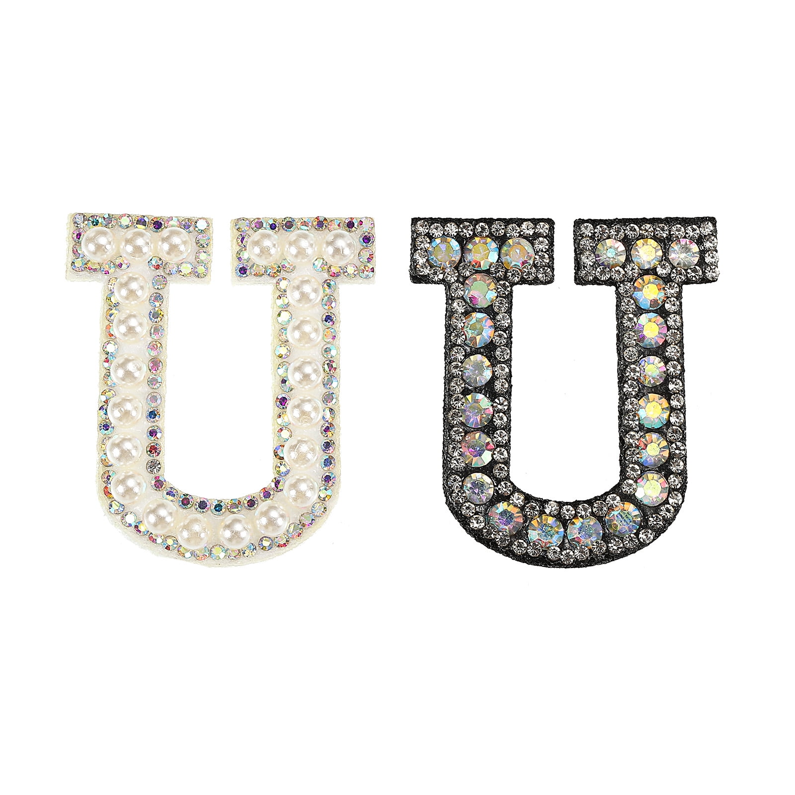 Uxcell Iron on Decorative Letter U Black White Patch Glitter Alphabet ...