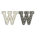 Uxcell Iron on Decorative Letter W Black White Patch Glitter Alphabet ...