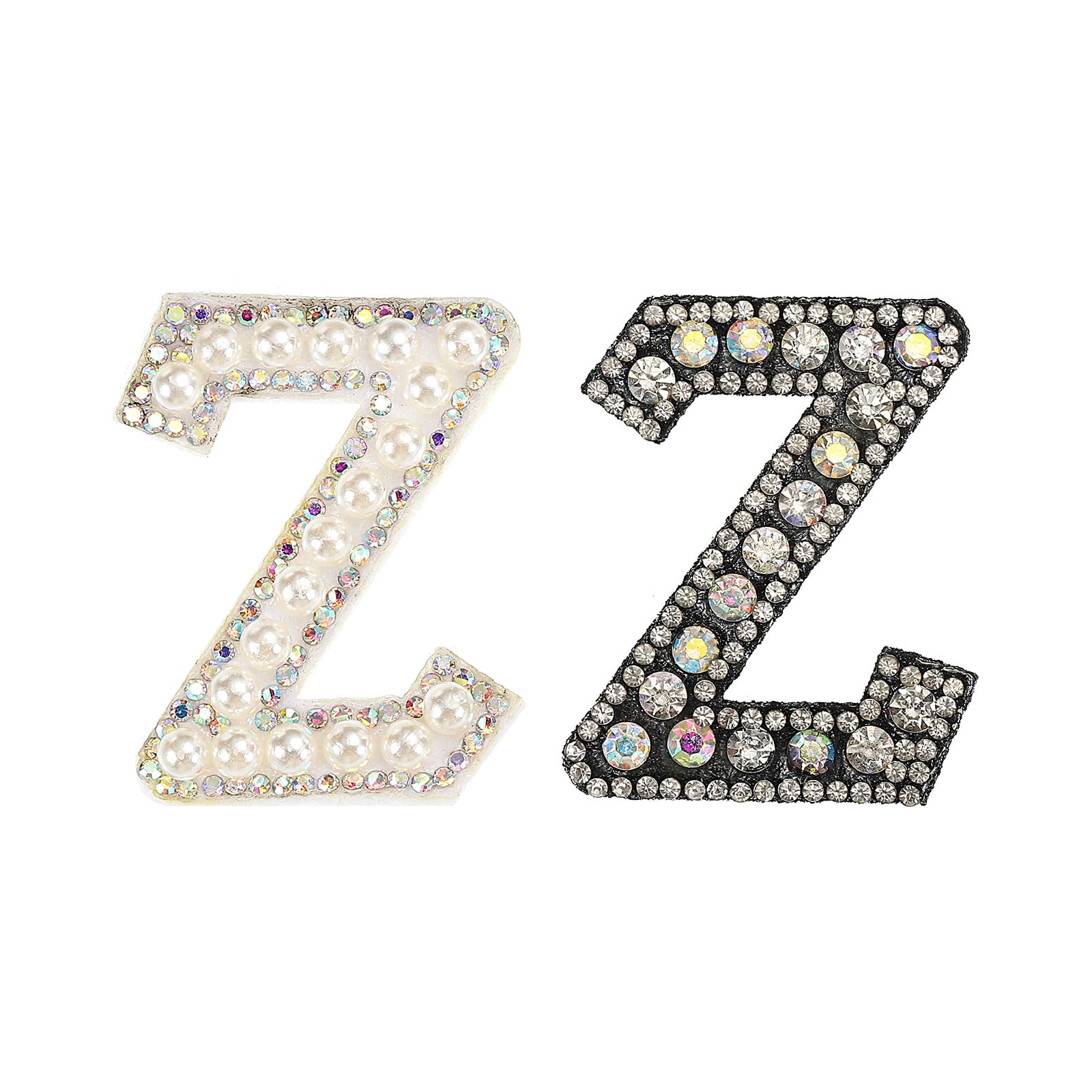 Uxcell Iron on Decorative Letter Z Black White Patch Glitter Alphabet ...