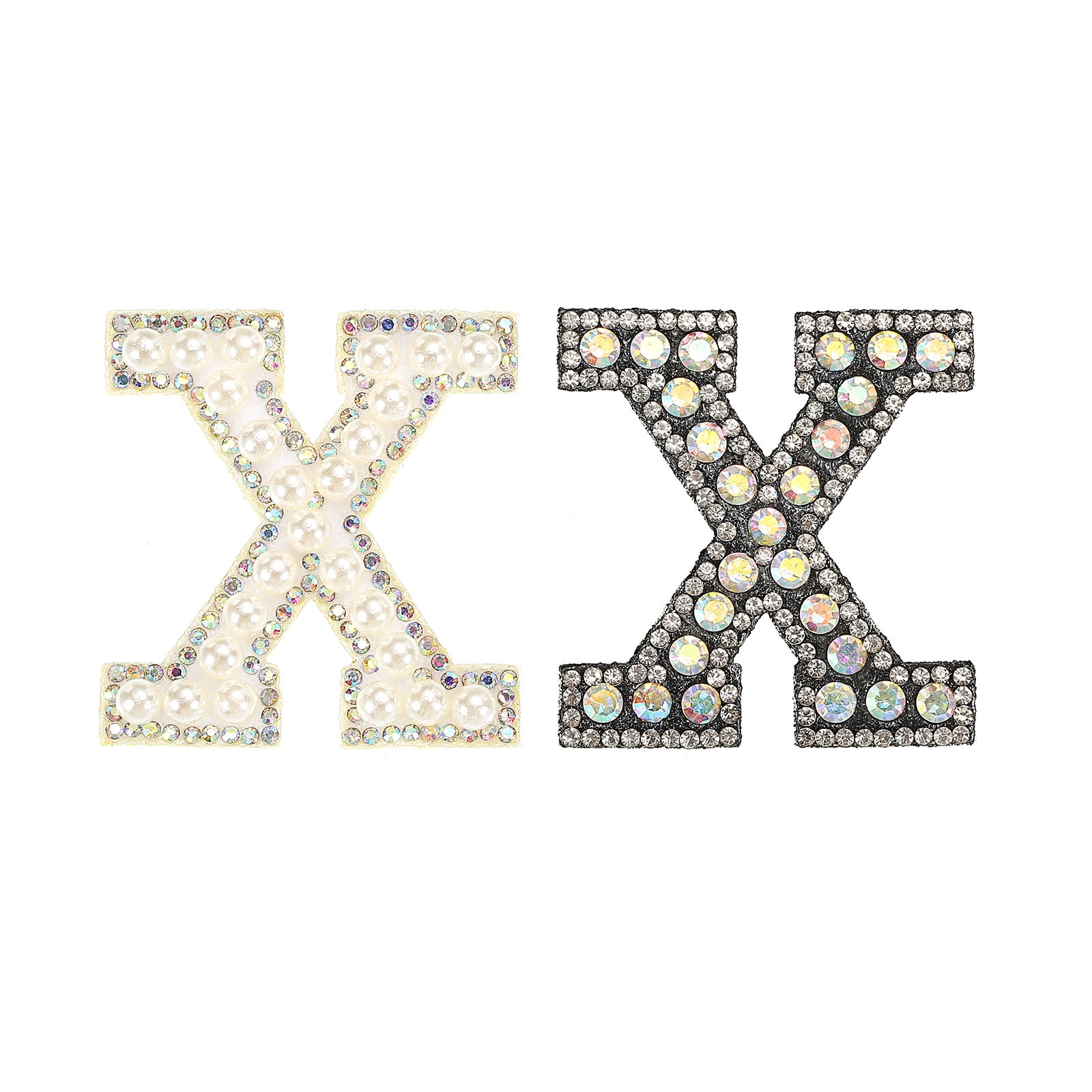 Uxcell Iron on Decorative Letter x Black White Patch Glitter Alphabet ...