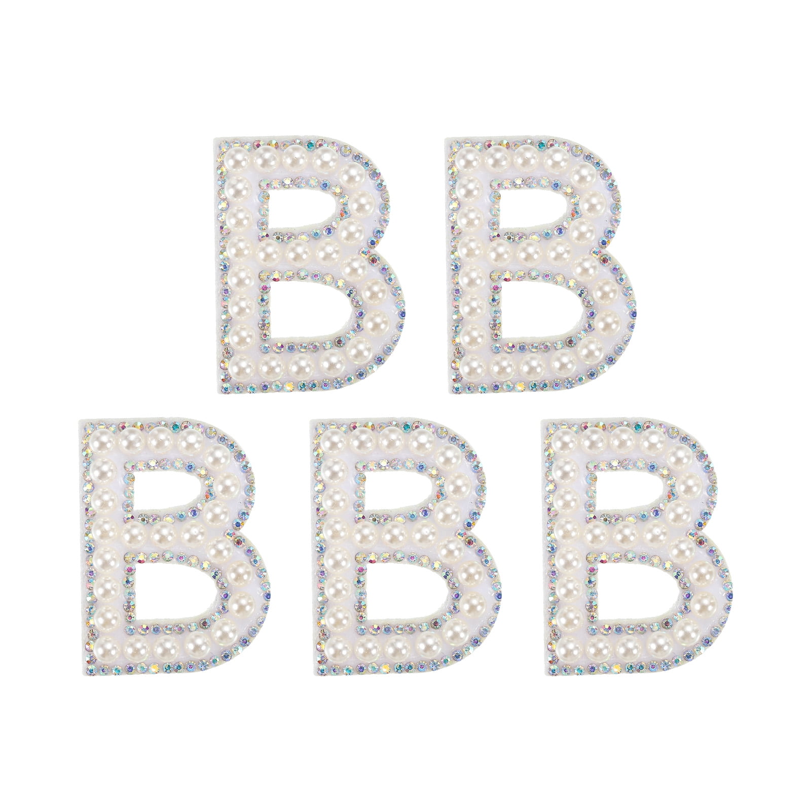 Uxcell Iron on Letter B Patch Colored Rhinestone Shiny Pearl English ...
