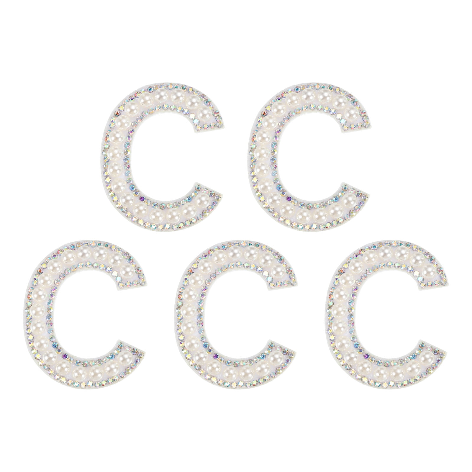 Uxcell Iron on Letter C Patch Colored Rhinestone Shiny Pearl English ...