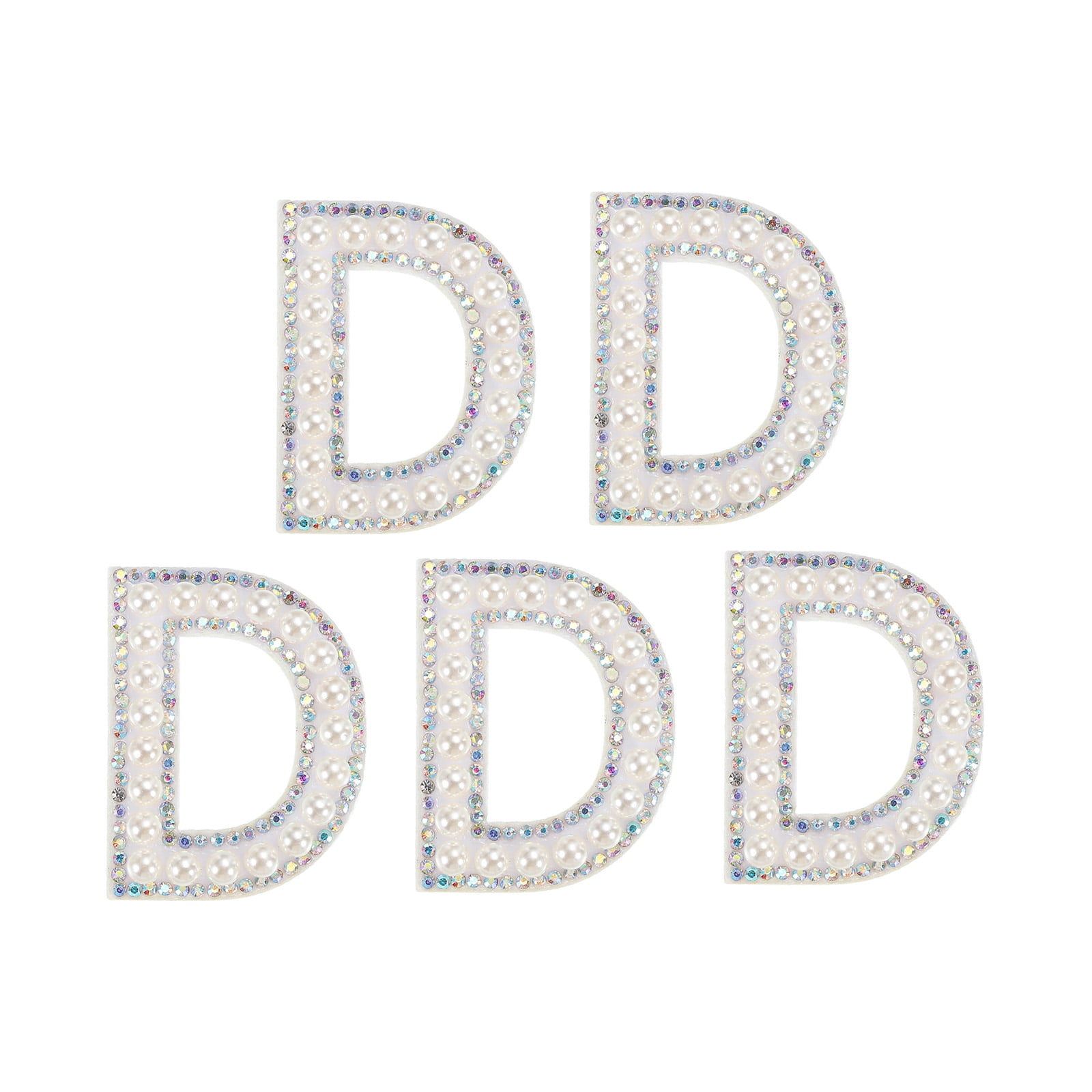 Uxcell Iron on Letter D Patch Colored Rhinestone Shiny Pearl English ...