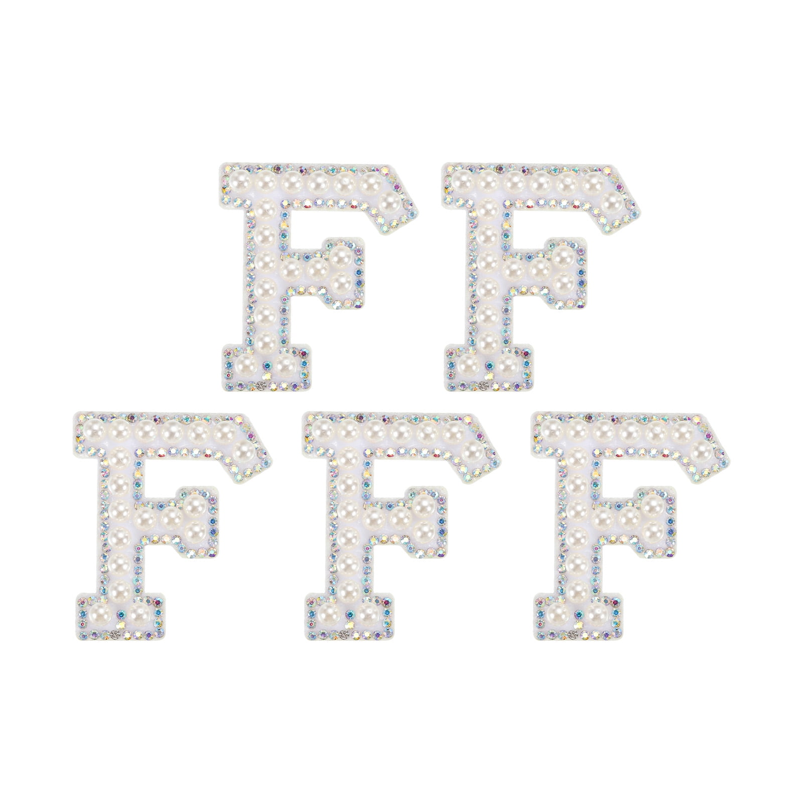 Uxcell Iron on Letter F Patch Colored Rhinestone Shiny Pearl English ...