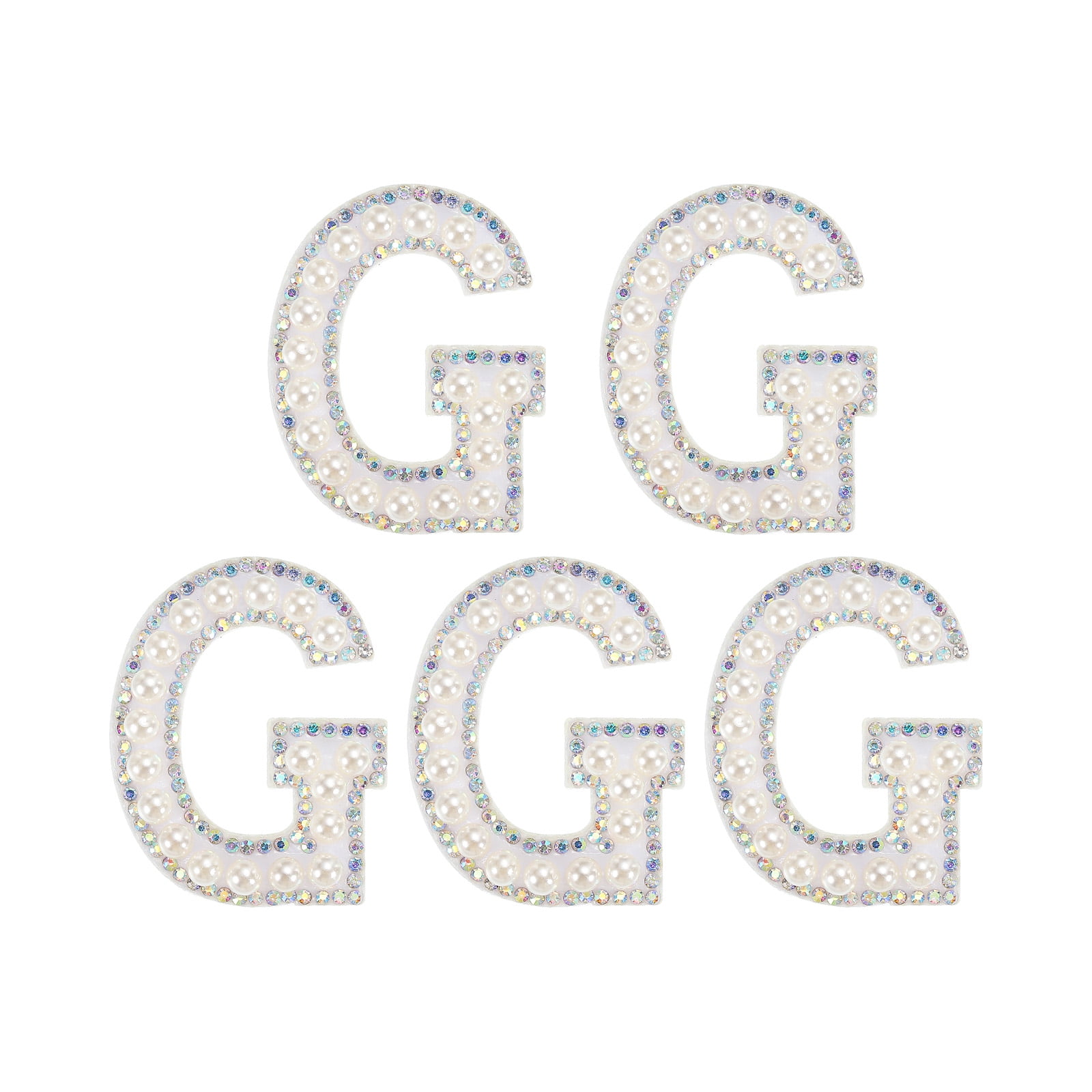 Uxcell Iron on Letter G Patch Colored Rhinestone Shiny Pearl English ...