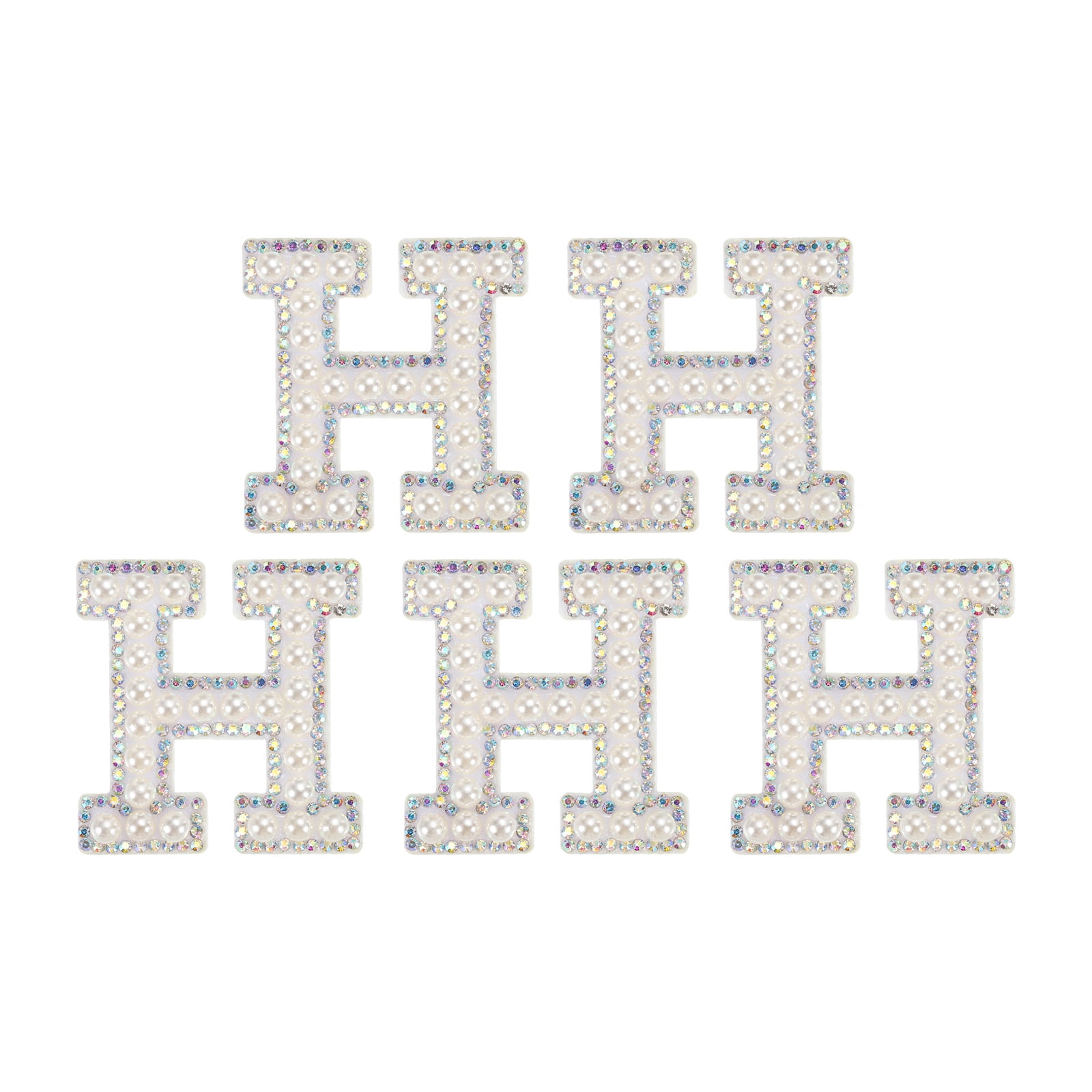 Uxcell Iron on Letter H Patch Colored Rhinestone Shiny Pearl English ...