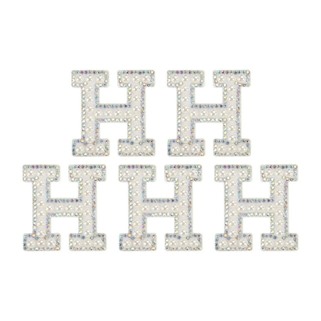 Uxcell Iron on Letter H Patch Colored Rhinestone Shiny Pearl English ...