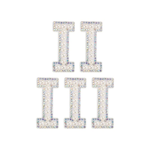 Uxcell Iron on Letter I Patch Colored Rhinestone Shiny Pearl English ...