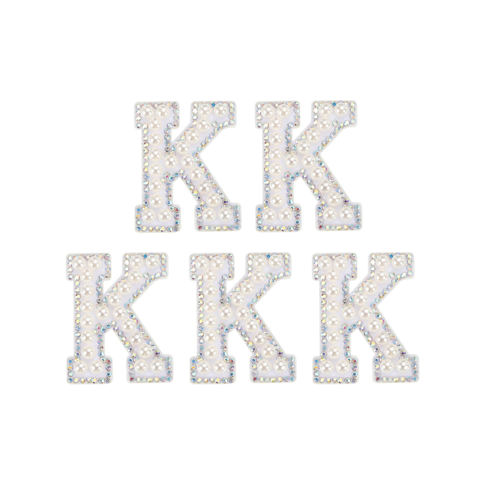 Uxcell Iron on Letter K Patch Colored Rhinestone Shiny Pearl English ...
