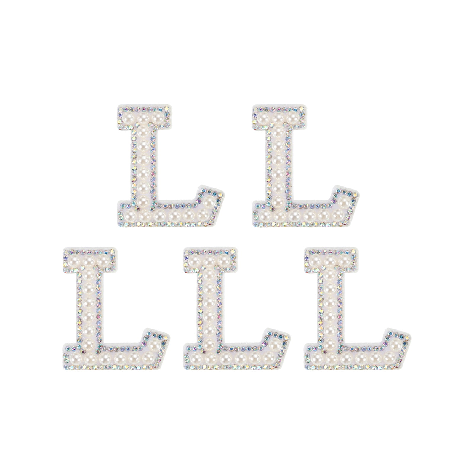 Uxcell Iron on Letter L Patch Colored Rhinestone Shiny Pearl English ...