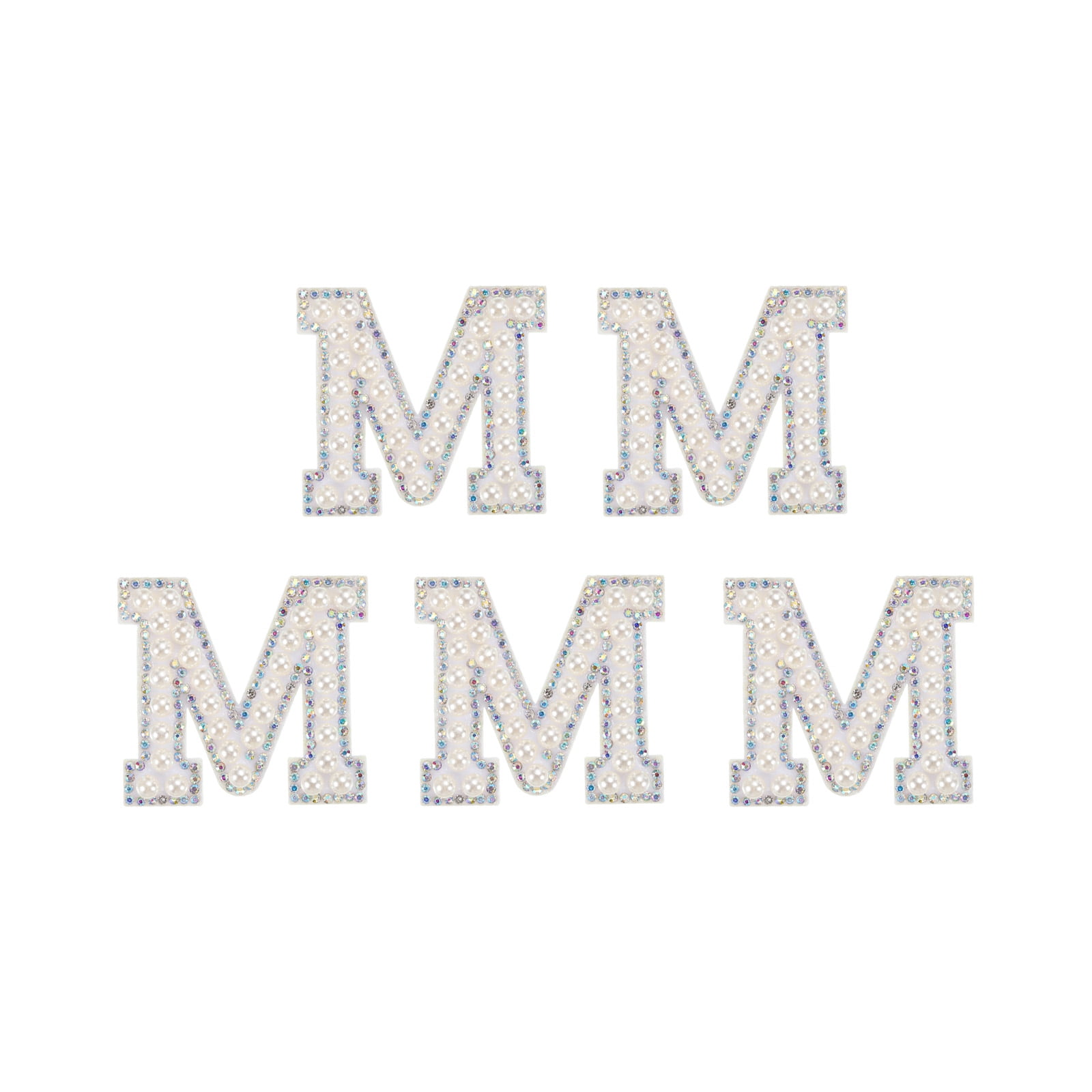 Uxcell Iron on Letter M Patch Colored Rhinestone Shiny Pearl English ...