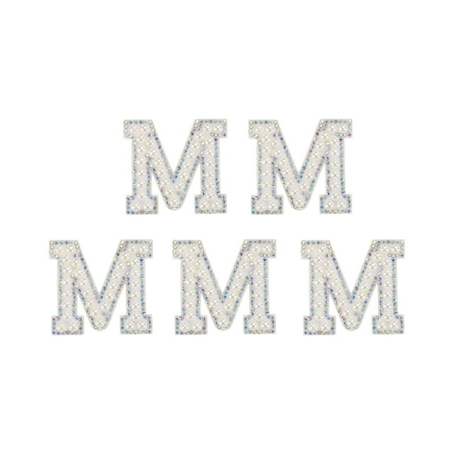Uxcell Iron on Letter M Patch Colored Rhinestone Shiny Pearl English ...