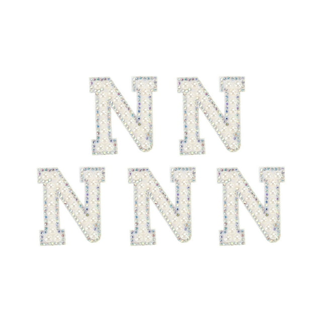 Uxcell Iron on Letter N Patch Colored Rhinestone Shiny Pearl English ...