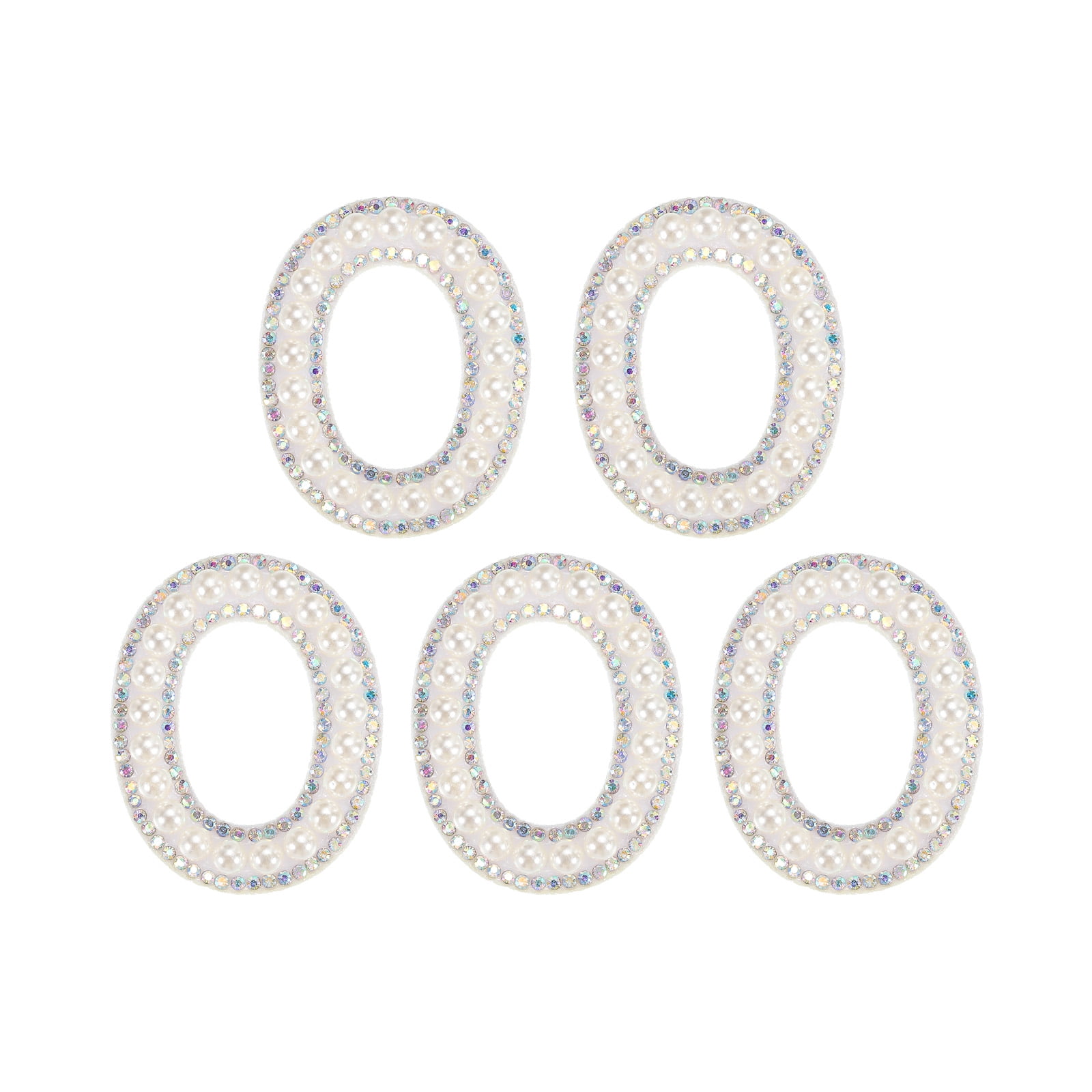 Uxcell Iron on Letter O Patch Colored Rhinestone Shiny Pearl English ...