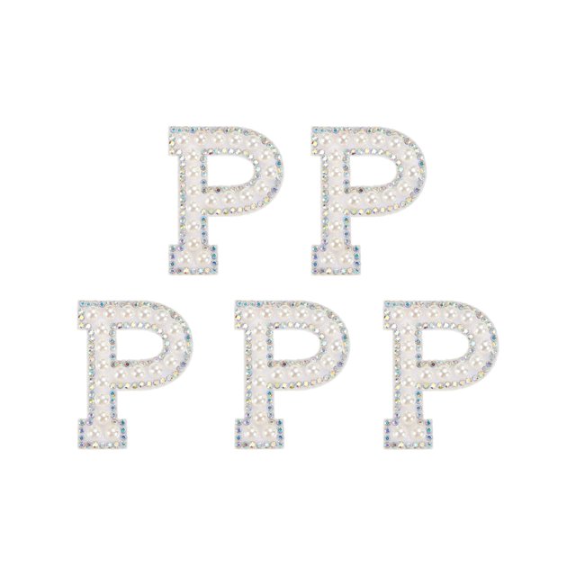 Uxcell Iron on Letter P Patch Colored Rhinestone Shiny Pearl English ...