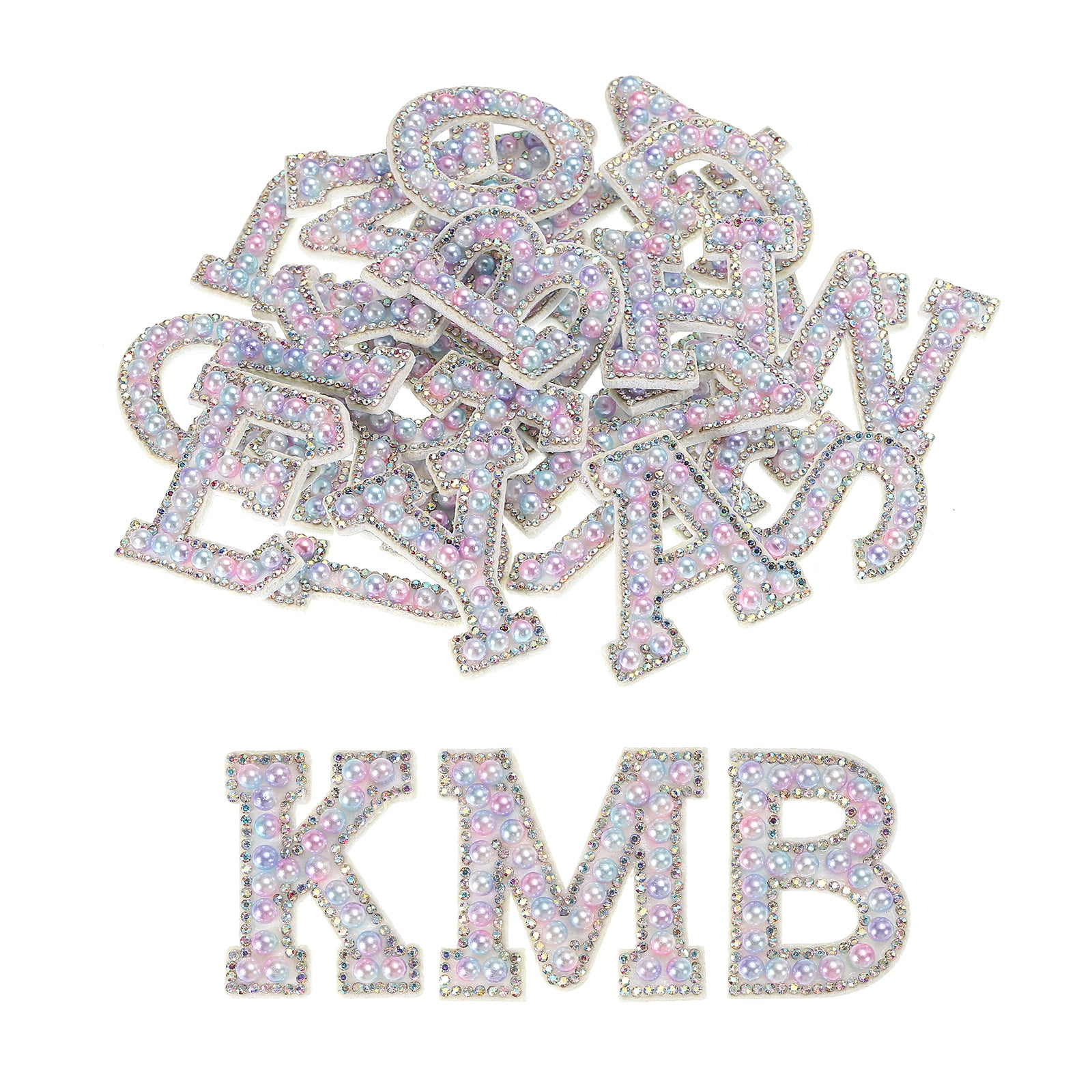Uxcell Iron on Letter Pearl Letter Patches Rhinestone Color Gradient ...