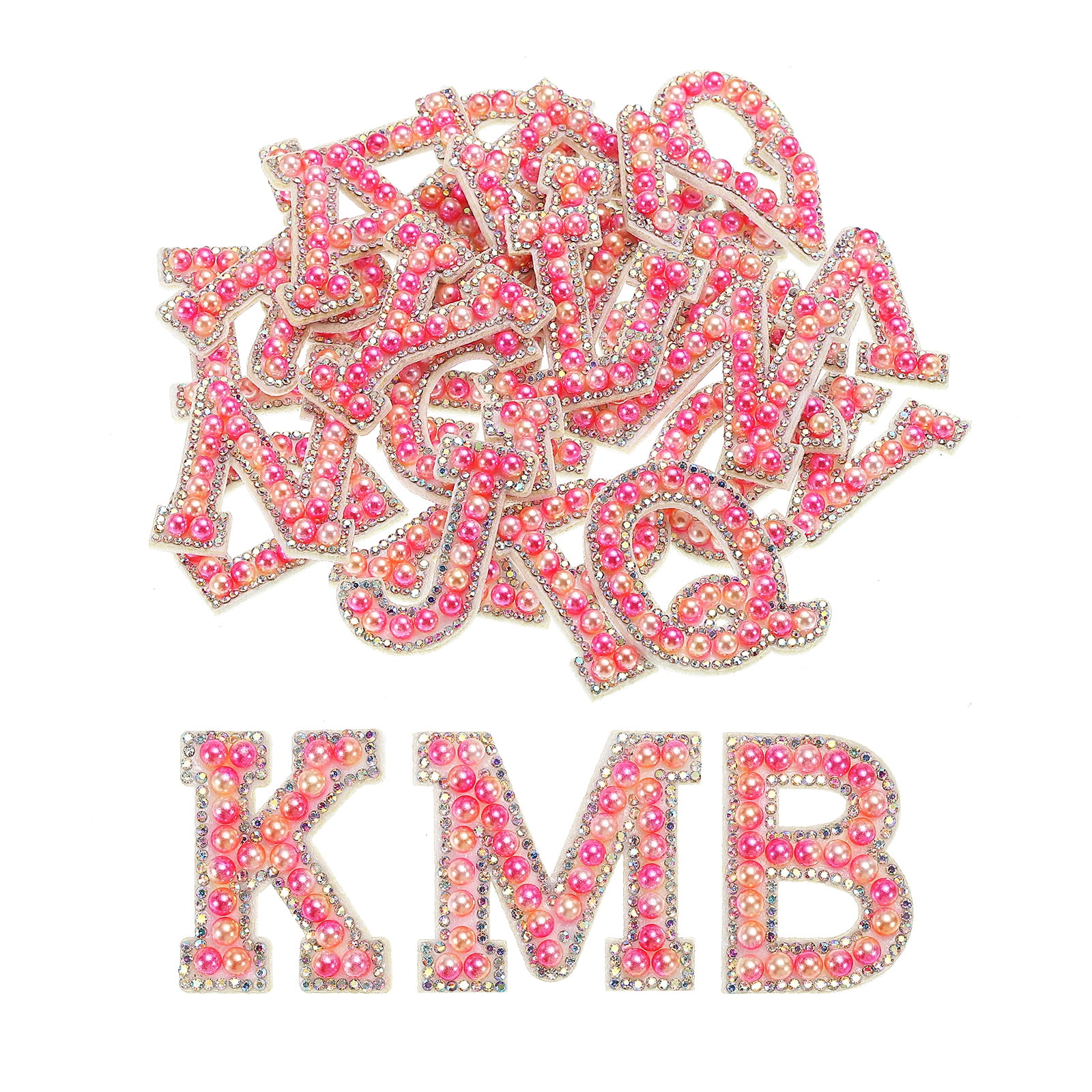 Uxcell Iron on Letter Pearl Letter Patches Rhinestone Color Gradient ...