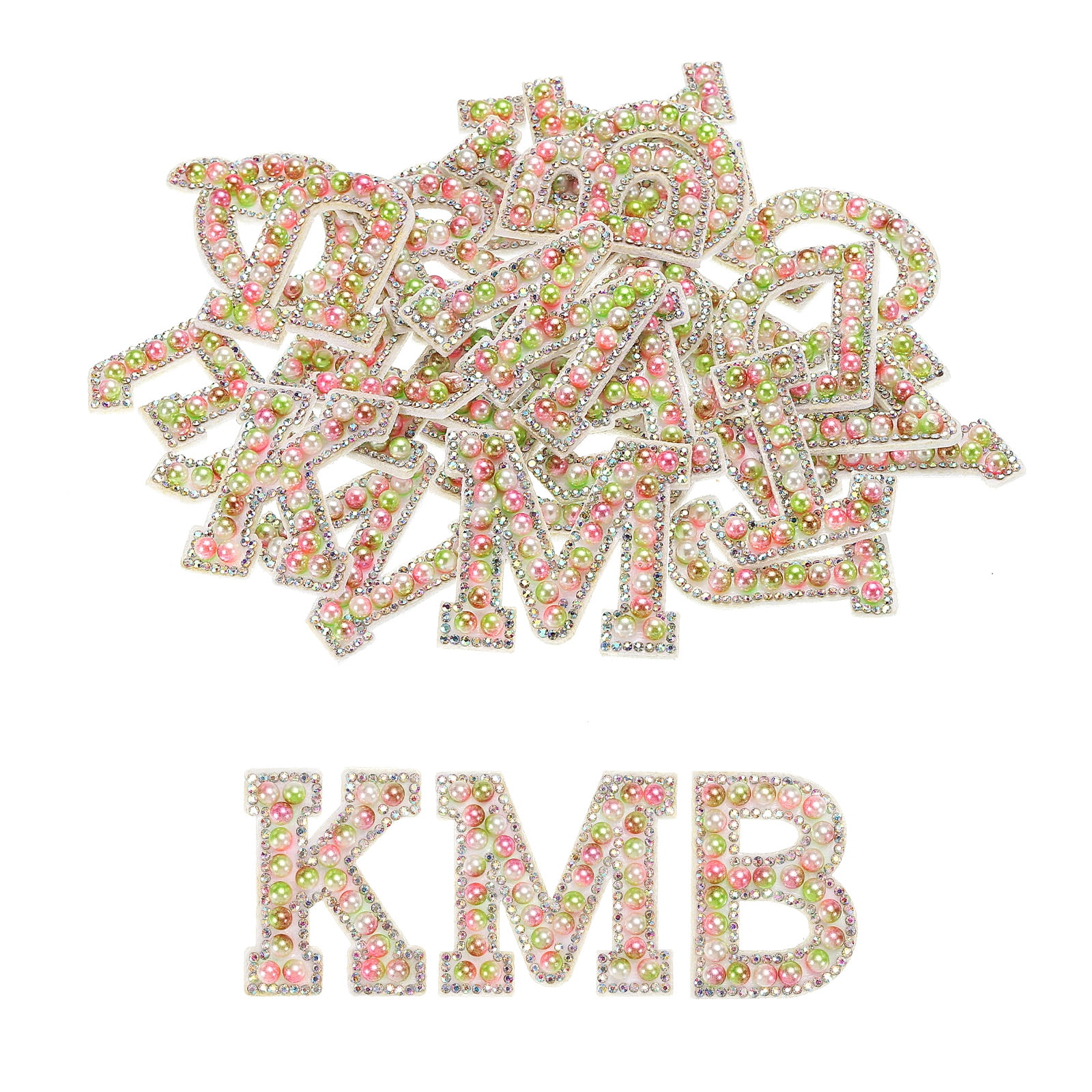 Uxcell Iron on Letter Pearl Letter Patches Rhinestone Colored A-Z ...