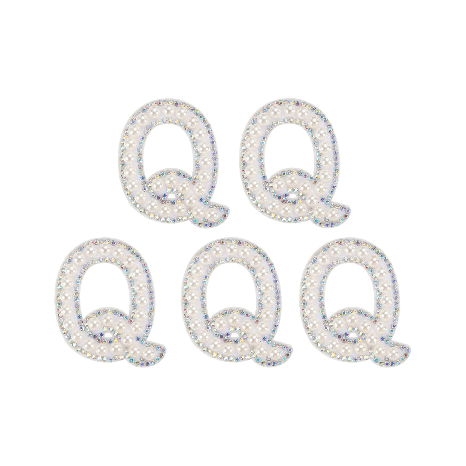 Uxcell Iron on Letter Q Patch Colored Rhinestone Shiny Pearl English ...