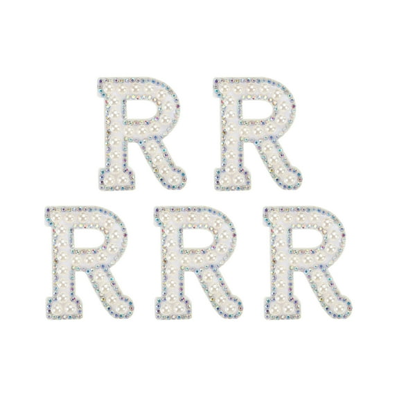 Uxcell Iron on Letter R Patch Colored Rhinestone Shiny Pearl English ...