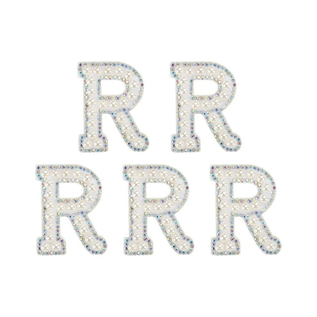 Uxcell Iron on Letter R Patch Colored Rhinestone Shiny Pearl English ...