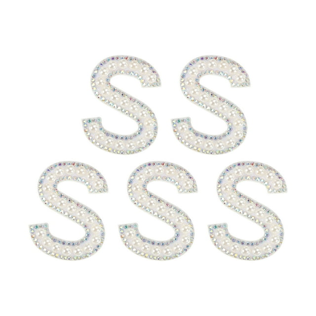 Uxcell Iron on Letter S Patch Colored Rhinestone Shiny Pearl English ...